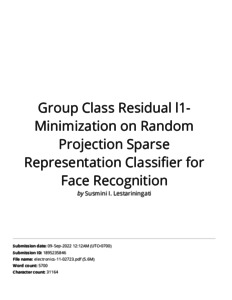 Group Class Residual l1-Minimization on Random Projection Sparse Representation Classifier for ...
